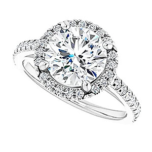JEWELERYIUM Elegant Geometric Engagement Ring, Round Cut 2.00CT, Colorless Moissanite Ring, 925 Sterling Silver, Daily Wear Ring, Wedding Ring, Bridal Ring, Perfact for Gift Or As You Want (6.5)
