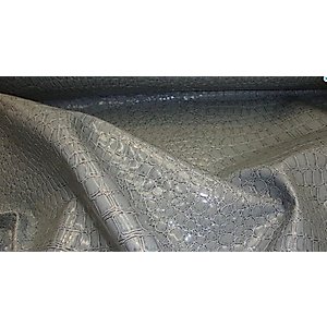 Vinyl Fake Leather Vinyl Grey Croco Upholstery Vinyl Fabric Per Yard 54" Wide Sold BTY