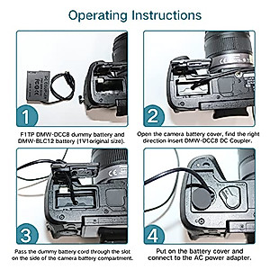 F1TP DMW-AC10 DMW-DCC8 AC Power Adapter Dummy Battery for Panasonic Lumix DMC-G5 G6 G7 GX8 G80 G81 G85 GH2 GH2K FZ200 FZ300 FZ2000 G90 G99 Cameras.
