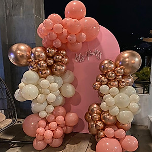 Pink Balloon Garland Arch Kit, 120Pcs Sakura Pink Beige Metallic Rose Gold Latex Balloons for Girls Baby Shower Wedding Birthday Graduation Anniversary Bachelorette Party Decorations