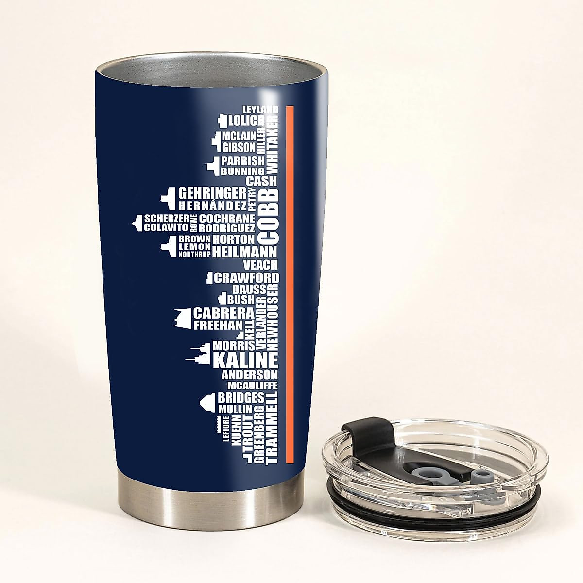 Schian Detroit City Skyline Legends Baseball Tumbler - Coffee Mug Insulated Tumbler With Lid - Mother's Day, Father's Day, Birthday, Christmas Gifts For Fans - 20 Oz| Stainless Steel
