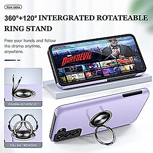 JAME Designed for Samsung Galaxy S21 Case (Not for S21 Plus & S21 Ultra), Slim Tough Rugged Shockproof Protective Case with Metal Ring Kickstand for Samsung Galaxy S21 6.2 Inch, Purple