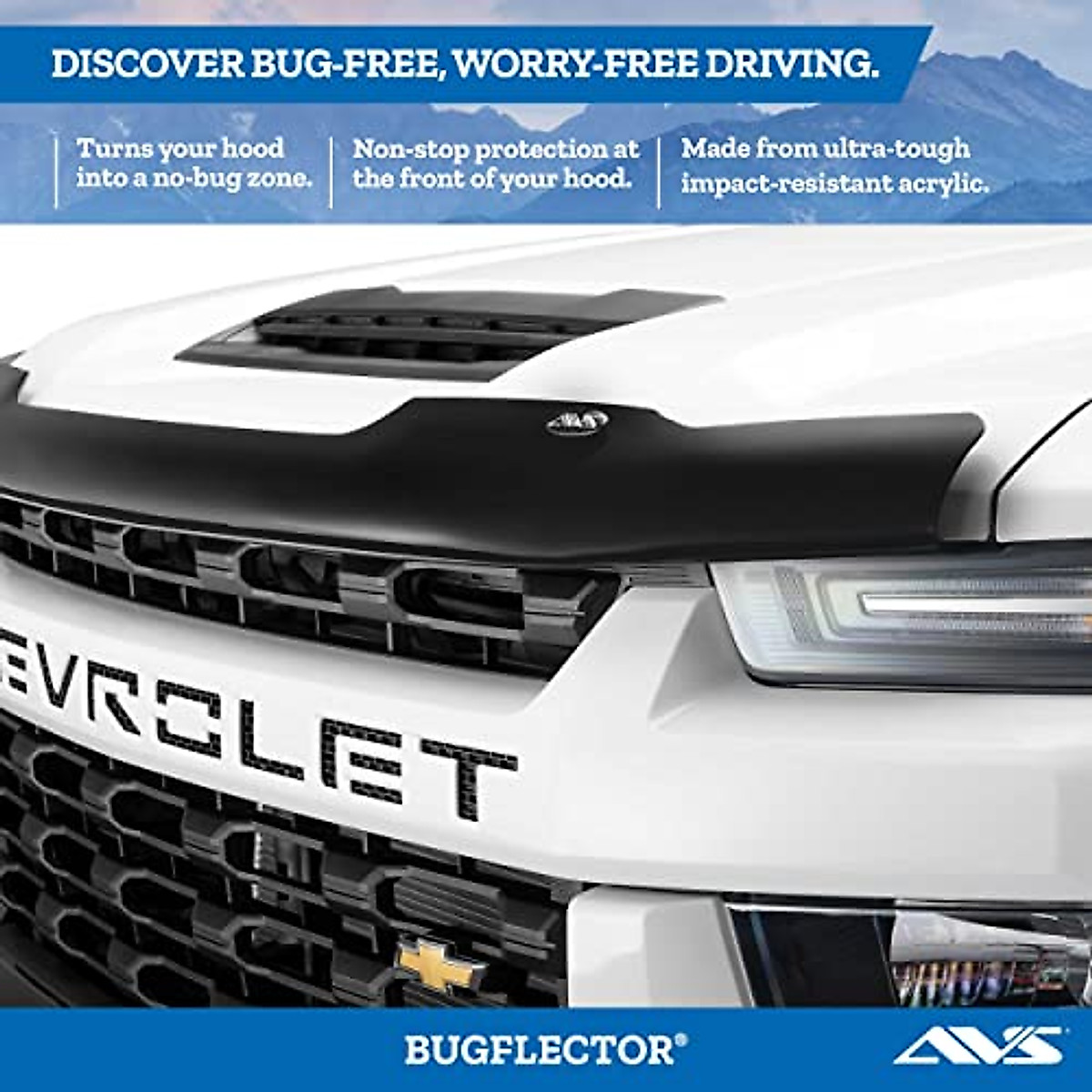 Auto Ventshade [AVS] Bugflector Hood Shield | 2014 - 2018 GMC Sierra 1500, 2019 GMC Sierra 1500 Limited, High Profile, Smoke, 1 pc. | 23027