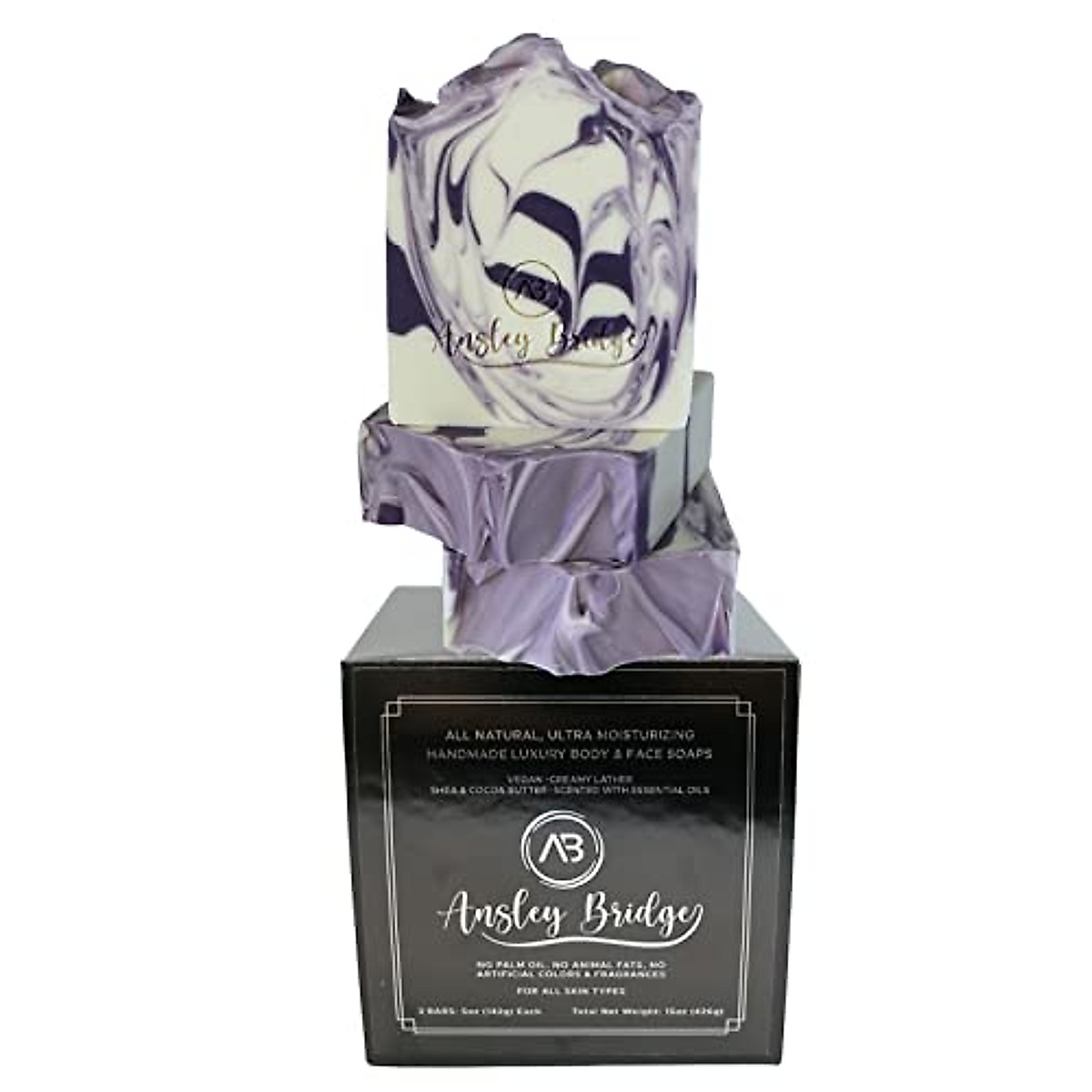 Ansley Bridge Bar Soap 3pck 5oz | Handmade Lavender Soap | Moisturizing | Palm Oil Free | For All Skin Types | Gift Set For Men & Women