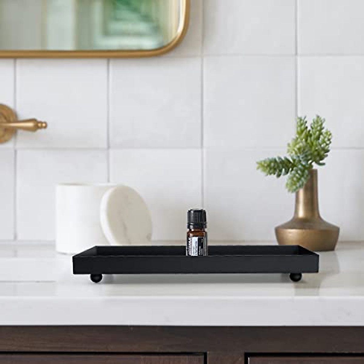 Aglary Rectangle Black Matte Metal Tray, Suit for Candle Holder, Vanity Decor Projects, Bathroom Toilet Tank Tray, Perfume or Jewelry Storage, and Coffee Table Centerpiece