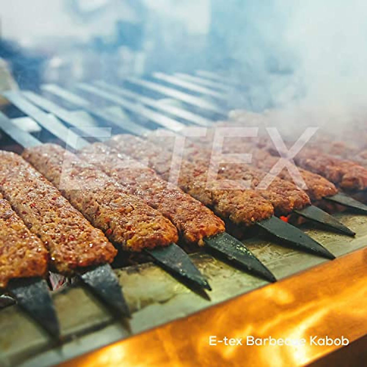 E-tex Flat Barbecue Kabob Skewers,Long Bbq Kabab Skewers,Grey,19 Inc,Set of 6