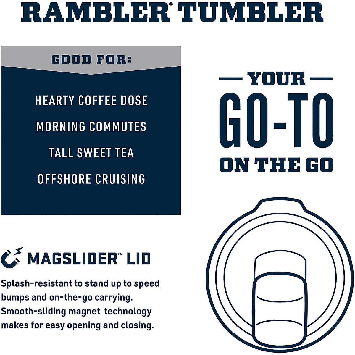 YETI Rambler Tumbler, Vaccum Insulated Stainless Steel Tumbler with Magslider Lid, Big Wave Blue, 20 oz (591 ml)