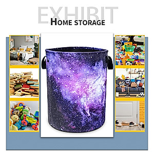 NUTAINLA Pink Purple Galaxy Laundry Basket Universe Starry Sky Foldable Oxford Cloth Funny Tote Bag Laundry Hamper Clothes Storage Bucket Toy Organizer For Bathroom/Laundry /Bedroom 18.9x16.5 In