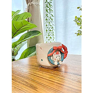 Christmas and the santa cat cup. Handmade ceramic cup, Hand-painted mug, Unique Surprise gift for Christmas or Birthday. Dishwasher and Microwave safe