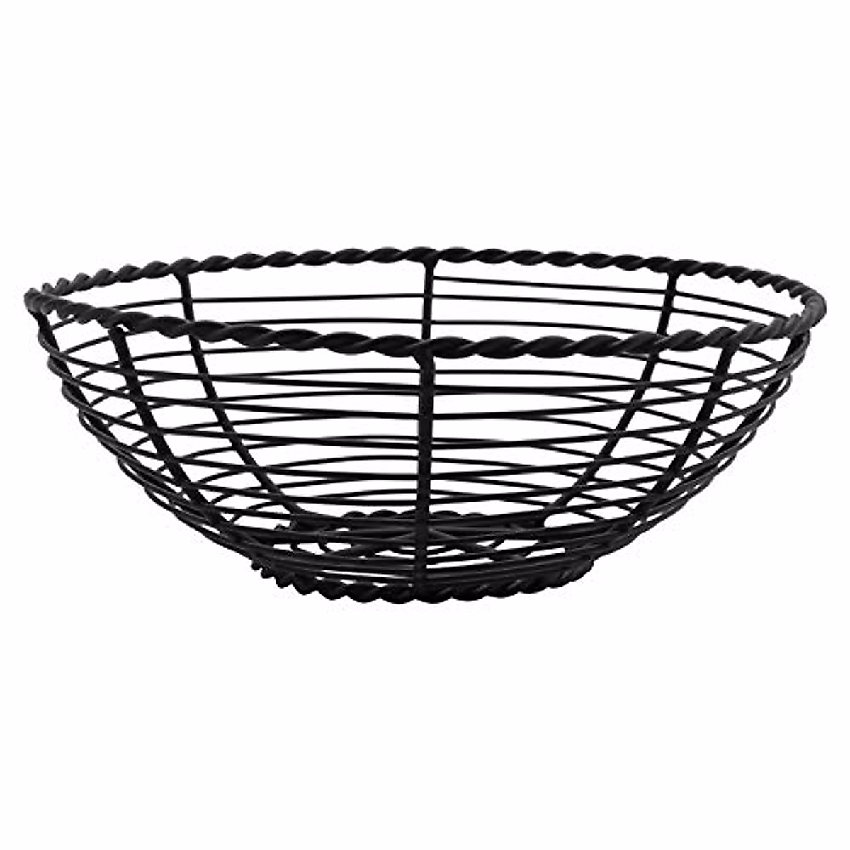 G.E.T. Enterprises WB-701 8" Round Black Wire Basket, 3" Deep, Iron Powder Coated