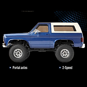 FairRC Mod 1/24 RC Crawler FCX24 Chevy K5 Blazer Officially Licensed, Mini RC Car Pick Up Truck & SUV 2 in 1, 4WD 8km/h 2 Speeds Switch, 2.4GHz 3CH Off-Road RC Model with LED Lights for Adults, Blue