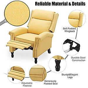 Altrobene Modern Accent Chair, Push Back Recliner Chair, Wingback Arm Chair for Living Room/Bedroom/Small Spaces, Yellow