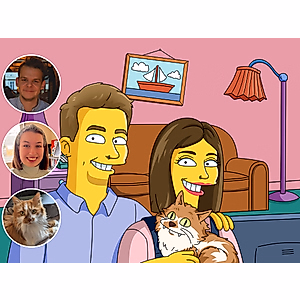 Simpsons Personalized Caricature Digital Art | Wall Art | Wall Decor | Simpsons Custom Family Digital Version
