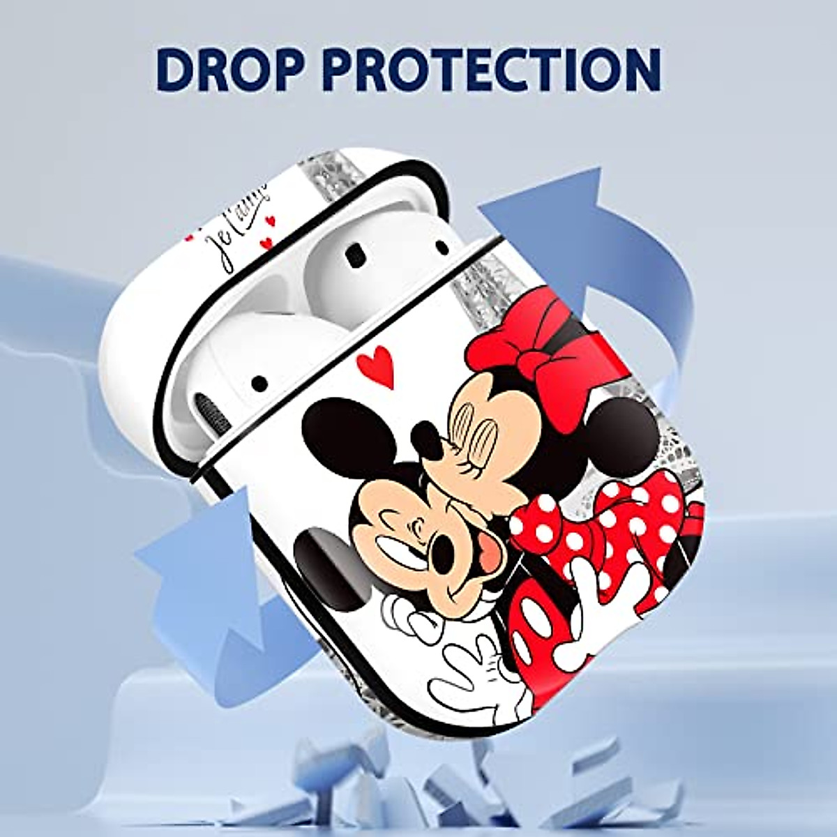 Jowhep for AirPods 1/2 Case Cartoon Cute Anime Design IMD Cover Fashion Funny Fun Character Cool Kawaii Unique Cases for Apple AirPod Air Pods Men Boys Girls Kids Teen Minni Mick