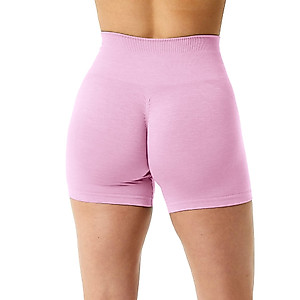 Unthewe Workout Butt Lifting Shorts for Women High Waisted Seamless Gym Yoga Booty Shorts(U526-Scrunch Pink-S)