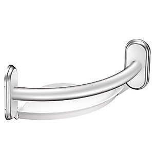 Moen LR2354DCH 9-Inch Curved Bathroom Grab Bar with Integrated Corner Shelf, Chrome