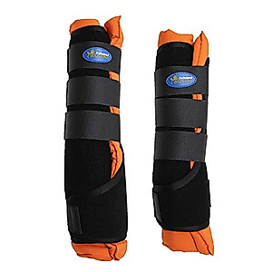 Professional Equine Horse Stable Shipping Boots Wraps Front Rear 4 Pack Leg Hoof Care Orange 4120OR