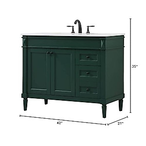 Elegant Decor Indoor Modern Under Sink Bathroom Fixtures Storage Organizer Cabinet 42 inch Single Bathroom Vanity - Green