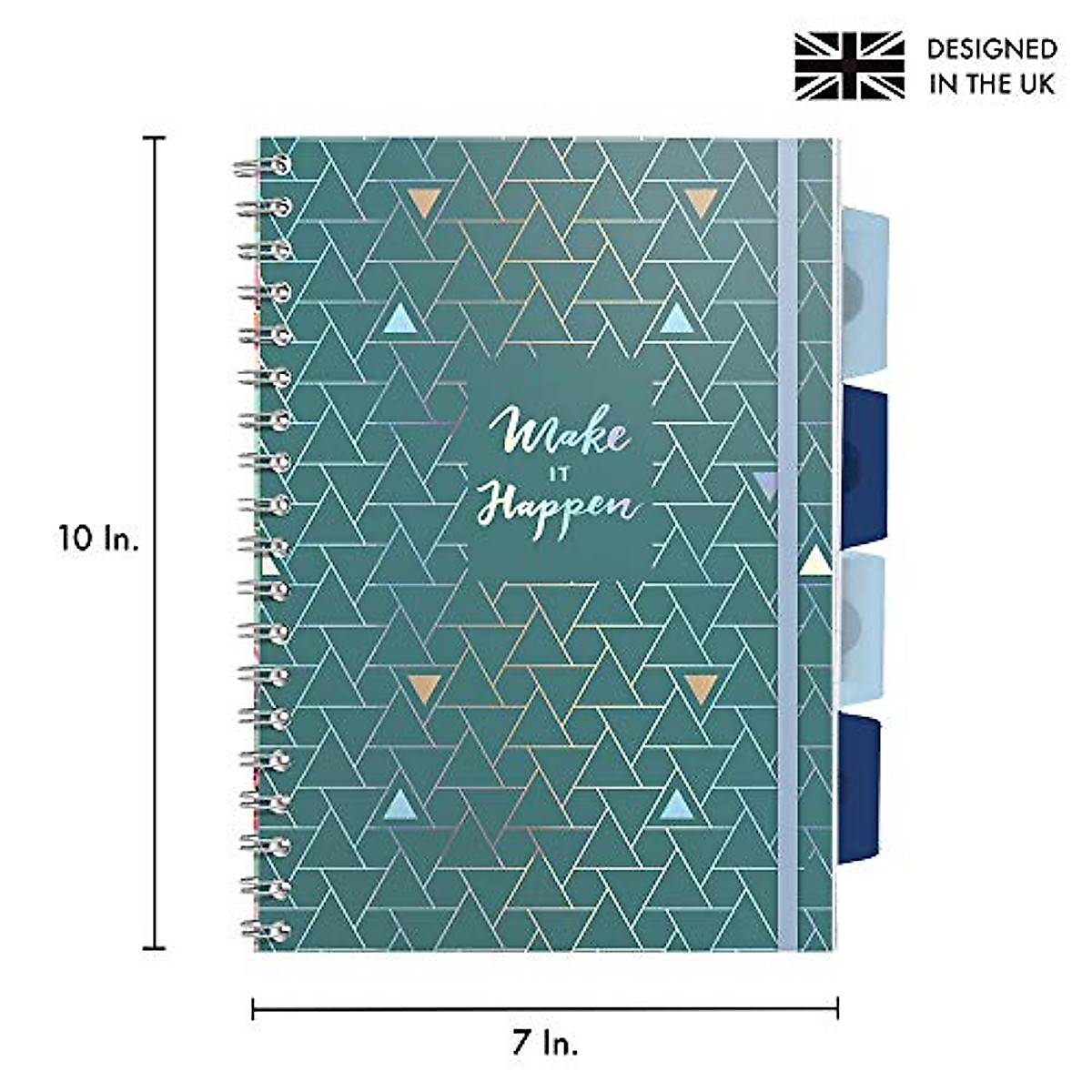 Pukka Pad, 5 Subject Spiral Notebook 3-Pack with Repositionable Dividers - 200 Pages of 80GSM Paper with Perforated Edges, Great for Office, Planning, Staying Organized, Glee, B5-7 X 10in