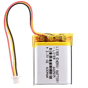 Liter energybattery 3.7V Lipo Battery 600mAh Rechargeable Lithium ion Polymer Battery 602535 Lithium Polymer ion Battery with SH 1.0-3P Connector
