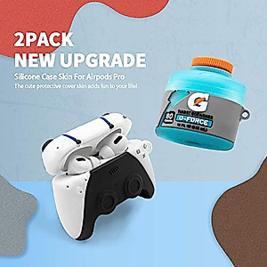 2Pcs Cover for AirPods Pro Case, Sport Water+Game Controller Air pods Pro Cover Silicone Skin, Cute 3D Cartoon Fashion Cool Stylish Design for Boys Girls Kids for Apple AirPods Pro with Keychain
