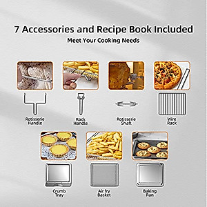 leiko Air Fryer Toaster Oven Combo, 16 QT capacity and Convention Countertop, with microwave&air fryer &roast&bake&thaw &reheat 24-1 function, Stainless Steel, Silver, 1700W.