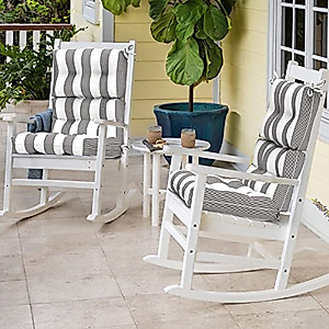 Melody Elephant Adirondack Chair Cushions Set of 2, Water Resistant Outdoor High Back Chair Cushions, Rocking Chair Cushions for Patio Home Garden, 22" W x 20" D, Stripe Cabana Black