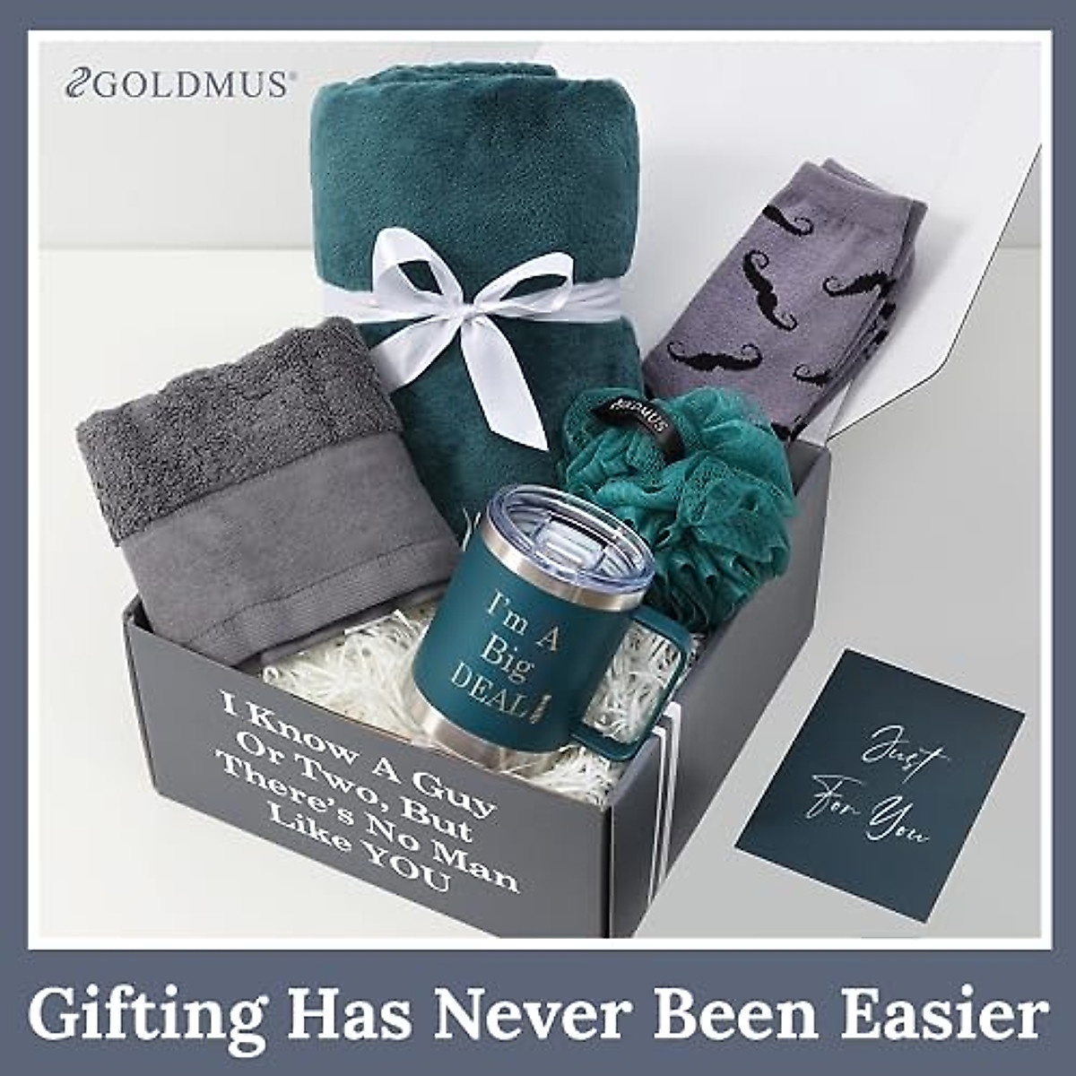 GOLDMUS Men Gift Set - Unique Gift Box for Men - Outstanding Birthday Gifts for Men, Thoughtful Gifts for Dad, Popular Gifts for Boyfriend & Thank You Gifts for Men - The Premium Gift Baskets for Men
