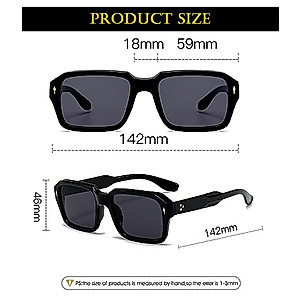 EYLRIM Square Frame Sunglasses for Women Men Fashion Rectangle Sun Glasses UV400 Protection Black Shades(A1 Black/Grey)