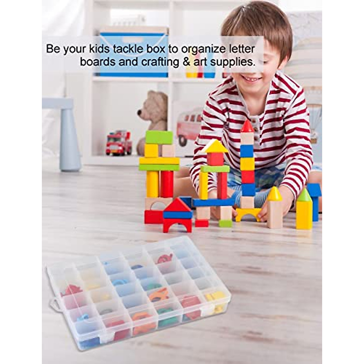 Hlotmeky Bead Organizer Box 3 Pack Plastic Craft Organizer 36 Grid Compartment Organizer Box with Dividers Clear Tackle Box