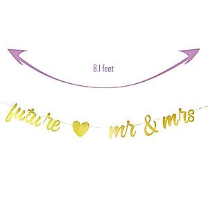 Future Mr & Mrs Banner Perfect for Bachelorette Wedding Engagement Bridal Shower Party Hanging Sign Photo Booth Props (Gold Glitter)