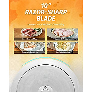 WILPREP Commercial Meat Slicer, 10-Inch Stainless Steel Blade Meat Slicer with Adjustable Thickness(0-0.5"), Bread Butter Chicken Food Slicer Kitchen Appliance