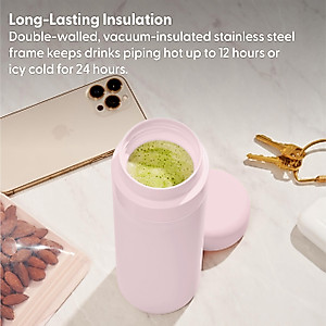 W&P Porter Insulated Bottle 20 oz | Clean Taste Ceramic Coating for Water, Coffee, & Tea | Wide Mouth Vacuum Insulated | Dishwasher Safe, Blush