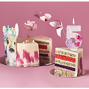 Birthday Candle 9,Rose Butterfly Number 9 Candle for Cake Pink Birthday Candles Number 9 Women Girl Party Supplies