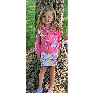 Popshion Baby Girls Unicorn Sweaters Zipper Rainbow Hooded Sweatshirt Toddler Christmas Coat Hoodies Outerwear Kids Winter Jacket 5t