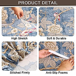 Celevingne Stretch Couch Cover Printed Sofa Cover Sofa Protector for Sofa-4 Seater Elastic Sofa Slipcover with 1 Pillowcase(Golden Trees, Sofa-4 Seater)
