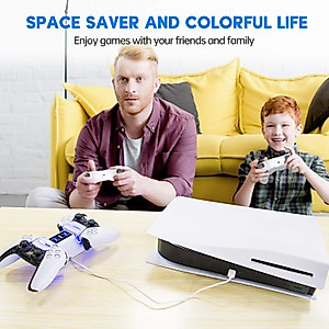 Upgraded PS5 Controller Charger with Thumb Grip Kit, Ipega DualSense Charging Station with LED Indicators, Dual USB Type C Fast Charging and Safety Chip Protection for Sony Playstation 5 Controllers