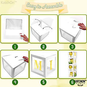 KatchOn, Miss to Mrs Balloon Boxes with Balloons - 12 Inch, Pack of 44 | Bridal Shower Balloon Boxes for White And Gold Bridal Shower Decorations | Bride Balloons Box, Bachelorette Party Decorations