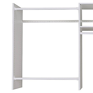 Easy Track Basic Storage Starter Wall Mounted Closet Organizer System Kit with 2 Spacious Shelves and 5 Hanging Rods, Honey Blonde