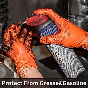 MEDPRAYER Industrial Orange Nitrile Gloves – Disposable Rubber Gloves 8 Mil – Raised Diamond Texture, Latex & Powder Free - Size Large, Pack of 1000