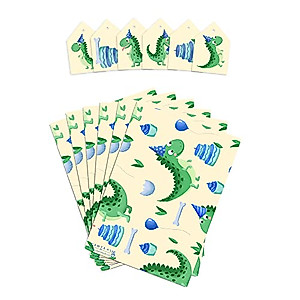 CENTRAL 23 Happy Birthday Wrapping Paper For Boys - 6 Sheets Green Gift Wrap - Dinosaur Wrapping Paper - For Kids Baby Toddler Children - Comes With Fun Stickers