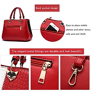 Handbags for Women Fashion Ladies Purses PU Leather Satchel Shoulder Tote Bags (Red2)