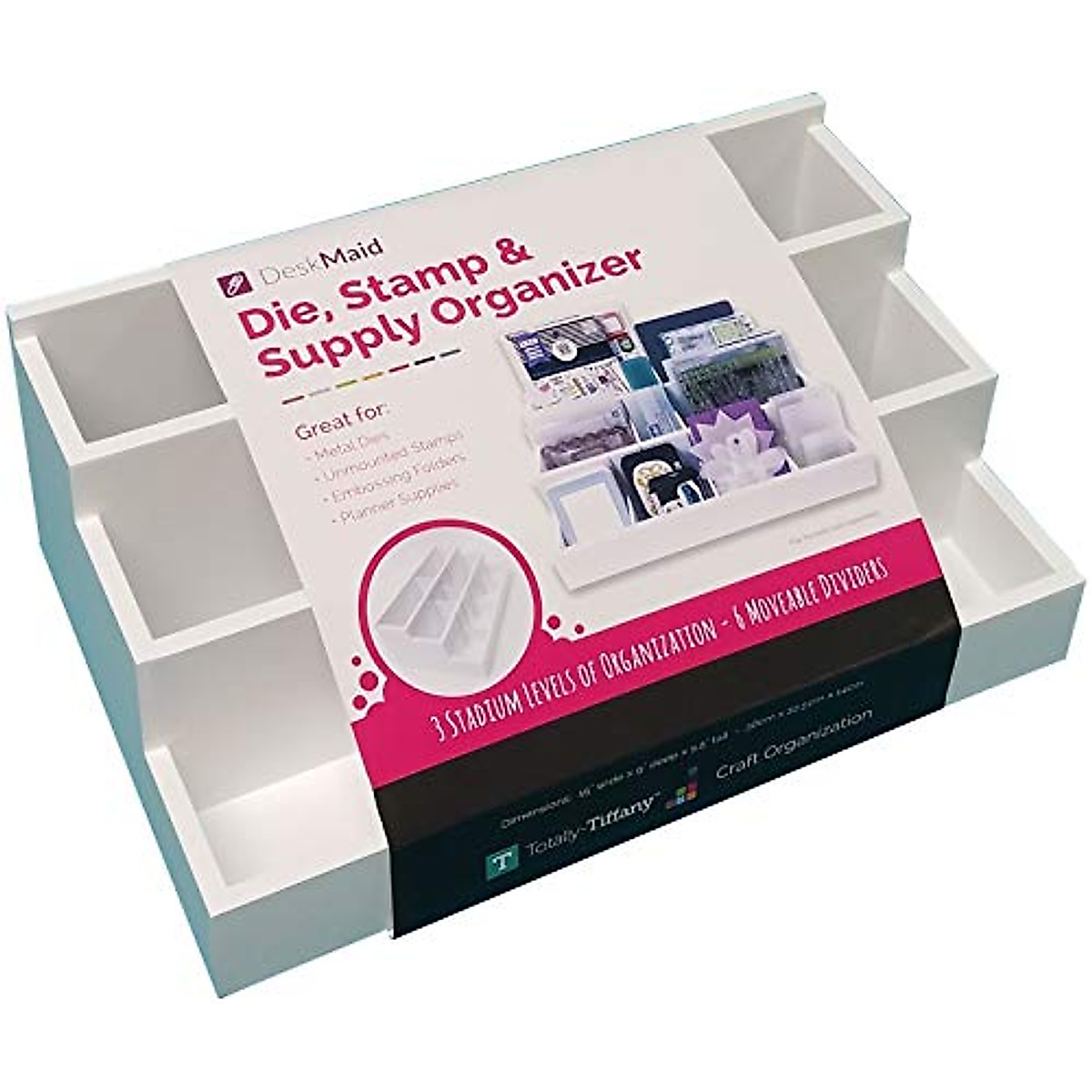 Desk Maid DSST-6697 Totally Tiffany-Die and Stamp Organiser, One Size, White