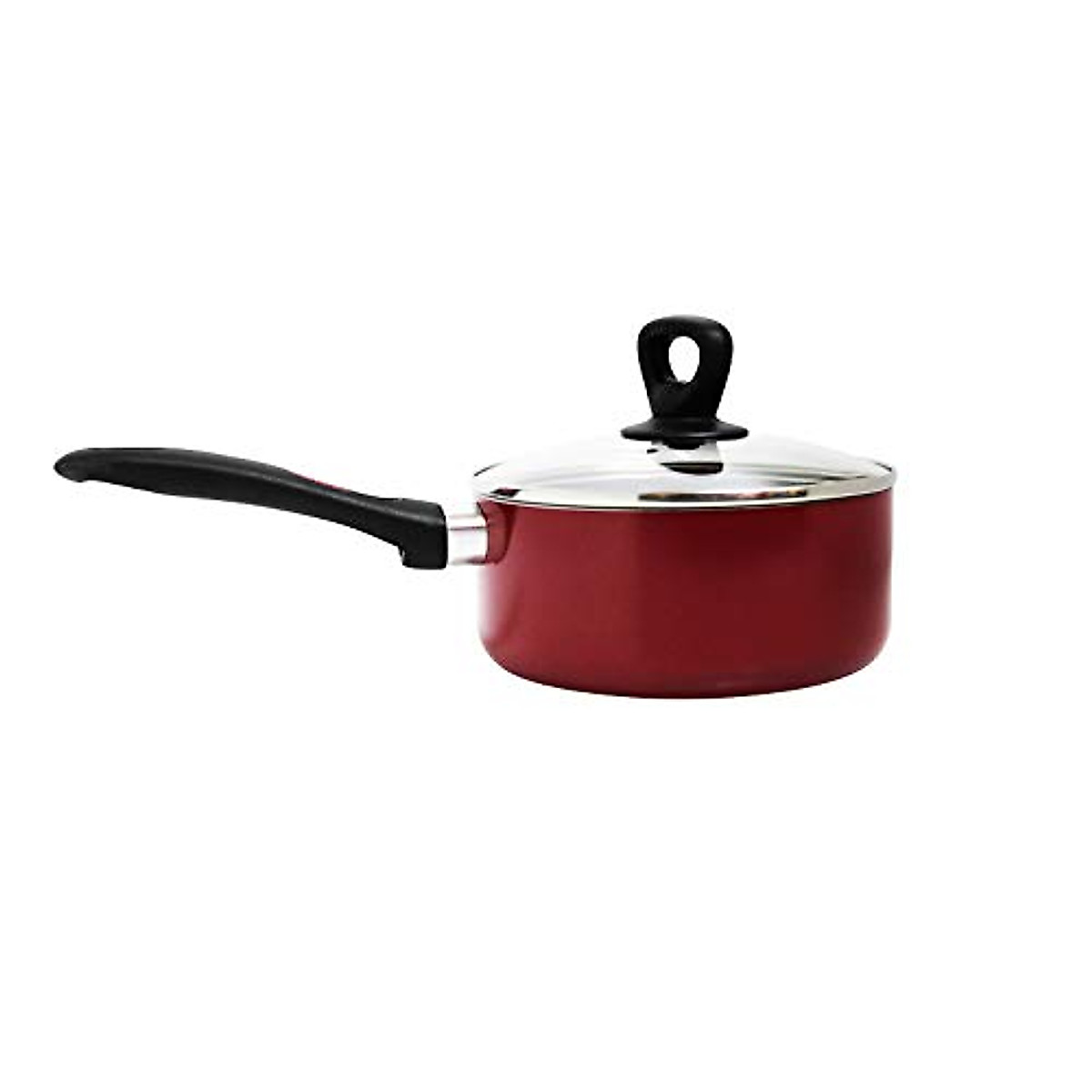 Mirro A79624 Get A Grip Aluminum Nonstick Saucepan with Glass Lid Cookware, 3-Quart, Red