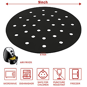 Retexal Kitchen Reusable air fryer silicone liners 4 Pack Air Fryer Heat Resistant and Food Safe-9" Square