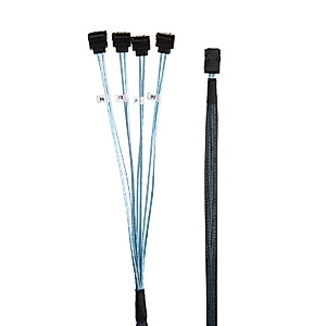 CableCreation Internal HD Mini SAS (SFF-8643 Host) - 4X SATA (Target) Angle Cable, SFF-8643 for Controller, 4 Sata Connect to Hard Drive, 0.5M / 1.6FT
