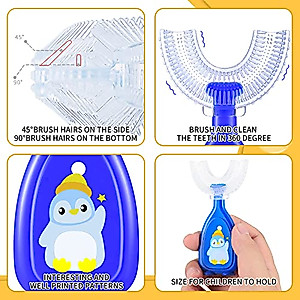 Kids U Shaped Toothbrush Cute Silicone Manual Training Toothbrush Half Circle Toothbrush Whitening Kids 360 Toothbrush Kids Full Mouth Toothbrush for Kids 2-12 Years, 4 Style Penguin Koala Bear Duck