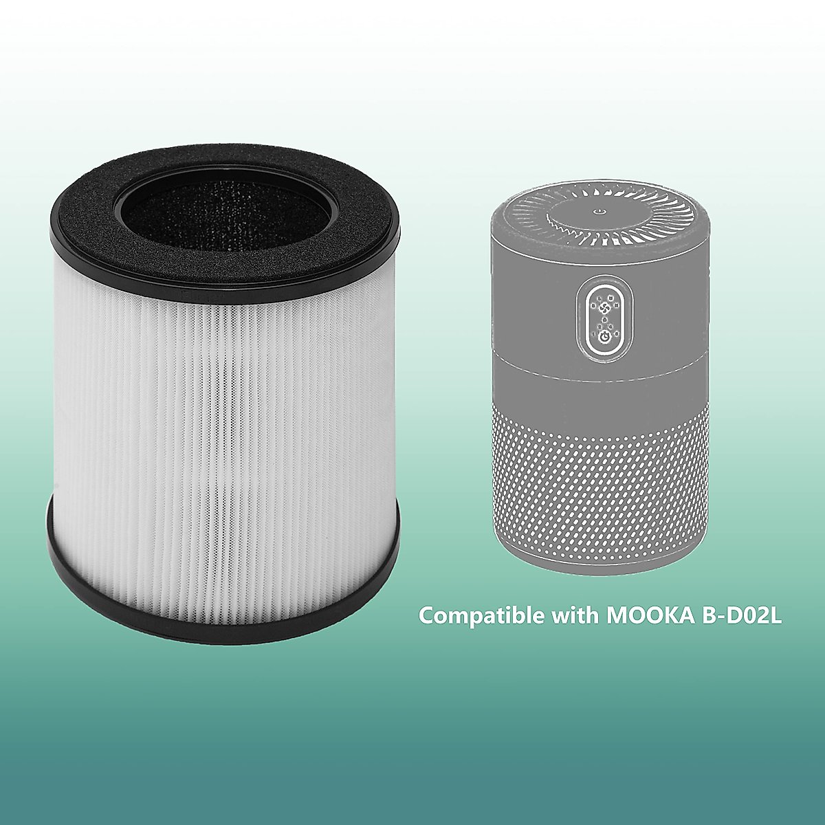 Basum B-D02L Replacement Filter, Compatible with MOOKA and KOIOS B-D02L Air Purifier, 3-in 1 H13 True HEPA Filter, 2 Pack, 2 Count (Pack of 1)
