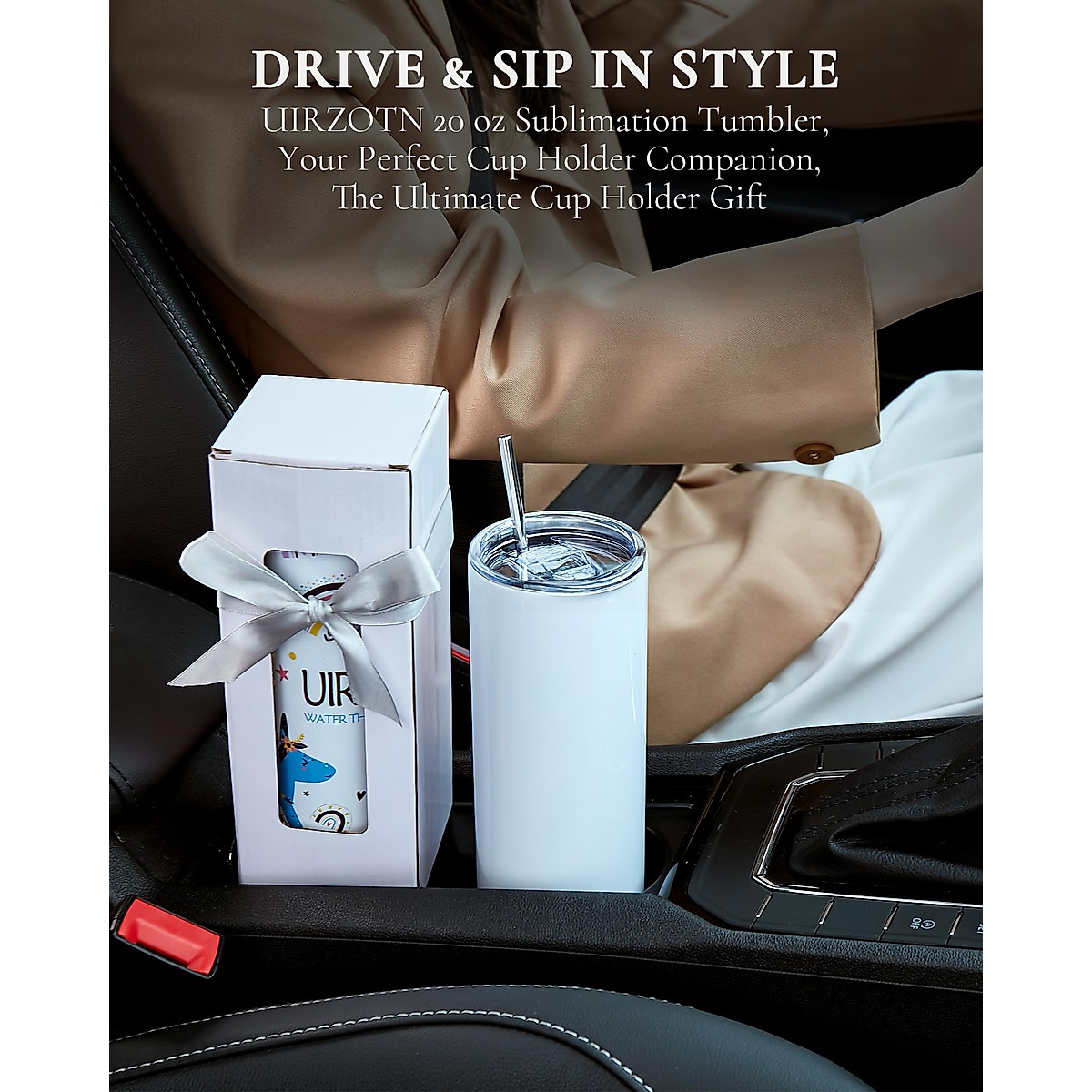 UIRZOTN 25 Pack 20 OZ Sublimation Tumbler Blanks Skinny Straight in Bulk, Stainless Steel Insulated Sublimation Tumbler with Polymer Coating for Heat Transfer, with Lid, Straw, Ribbon, Keepsake Box