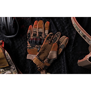 Glove Station The Impulse - Tactical Shooting Gloves for Men with Touchscreen Compatibility, Lightweight Design and Outstanding Grip for Outdoor, Sports, Motorcycle and Work - Tan, Small Size